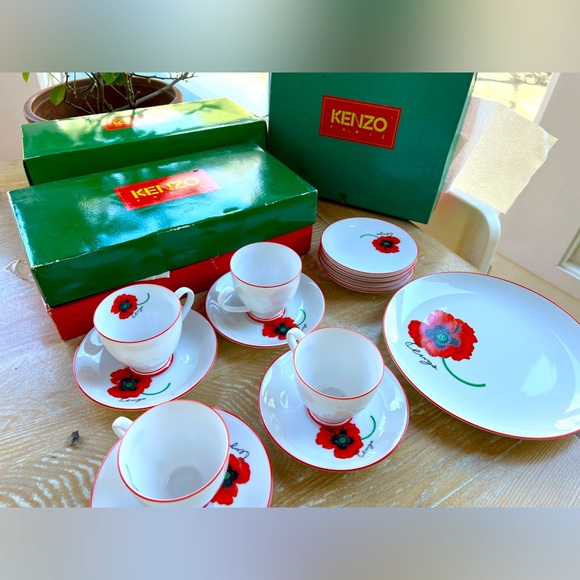 Kenzo | Dining | Kenzo Paris Compete Tea Cup Set For 4 Serving Tray And ...